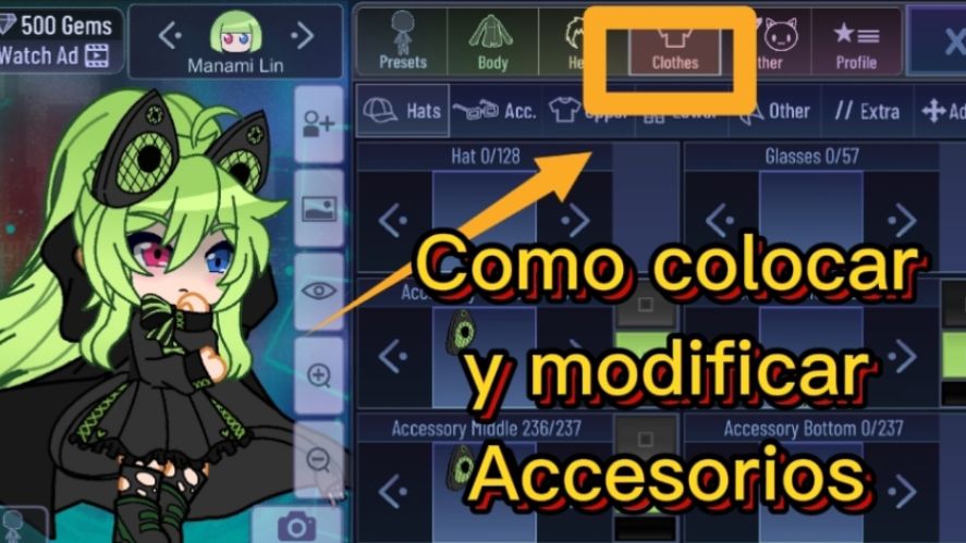 Clothes - Hats. Como colocar y modificar accesorios en Gacha Nox - COS.TV