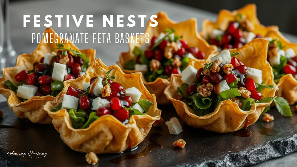 Festive Nests Pomegranate Feta Baskets by Amazy Cooking - COS.TV