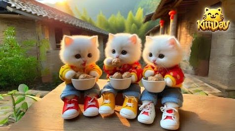 KUCING NYANYI AYO MAKAN BAKSO KITTYDAV KUCING WARNA WARNI GEMOY - COS.TV