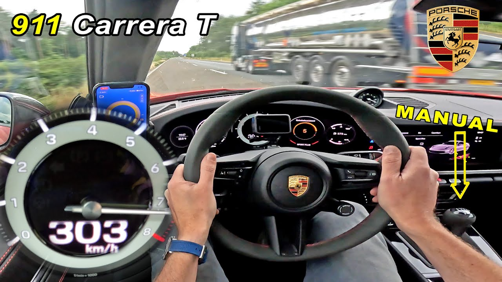 Porsche 992 Carrera T with a MANUAL on the UNLIMITED Autobahn! - COS.TV