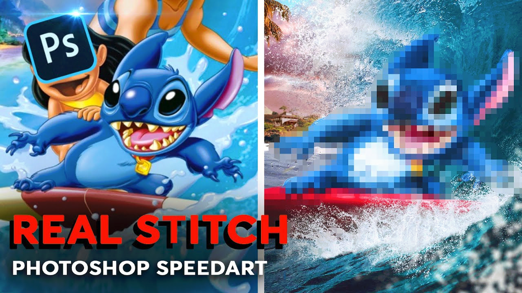 Photoshopping STITCH drawing into reality! Realistified - COS.TV