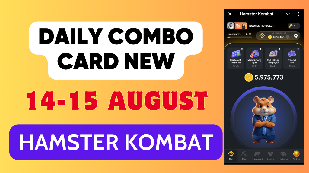 14-15 August Hamster Kombat Daily Combo Hamster Daily Combo Today - COS.TV