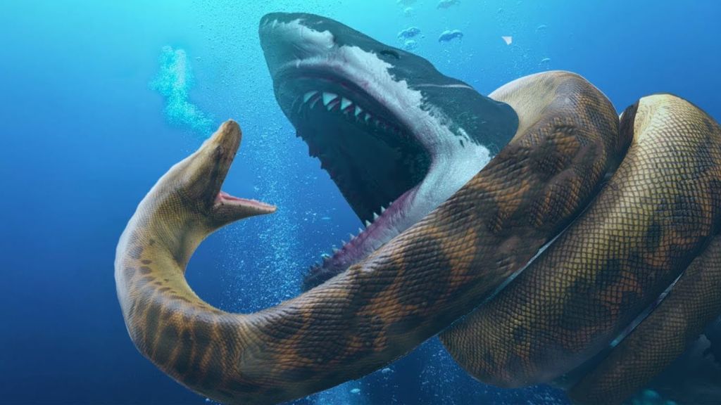 Megalodon VS Titanoboa! A batalha de gigantes mais épica que você verá ...