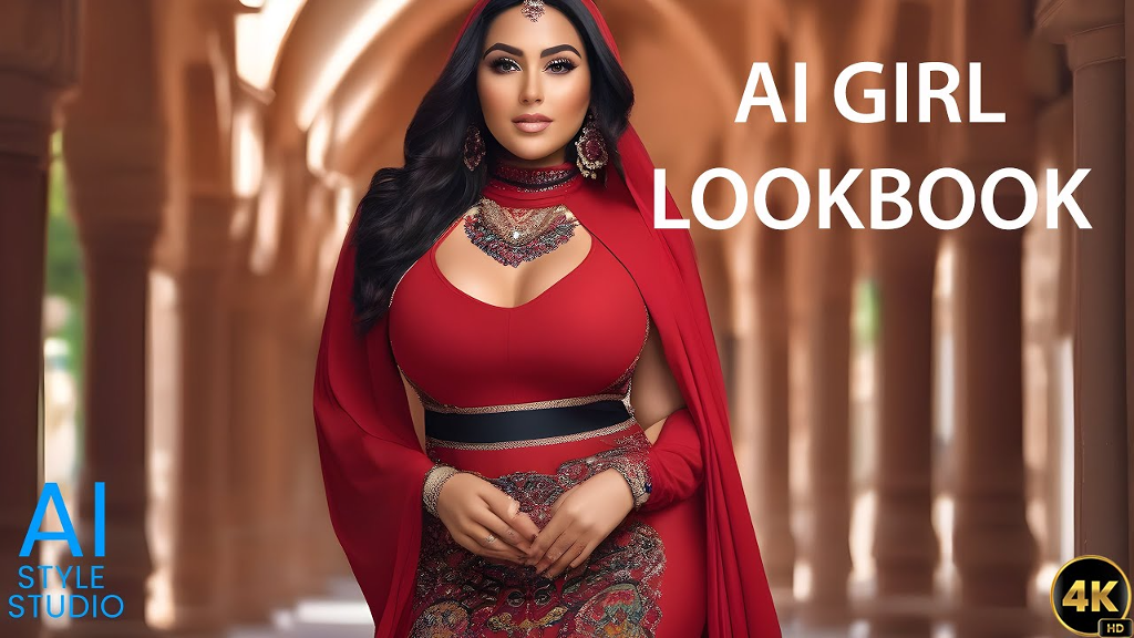 4K AI Art Lookbook Video of Arabian AI Girl ｜ Sensual Delights of a Voluptuous Girl in Hijab ...