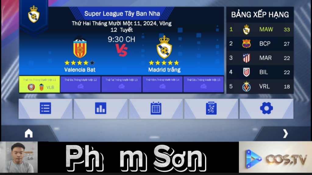 Valencia vs Madrid cú hích bốn sao - COS.TV