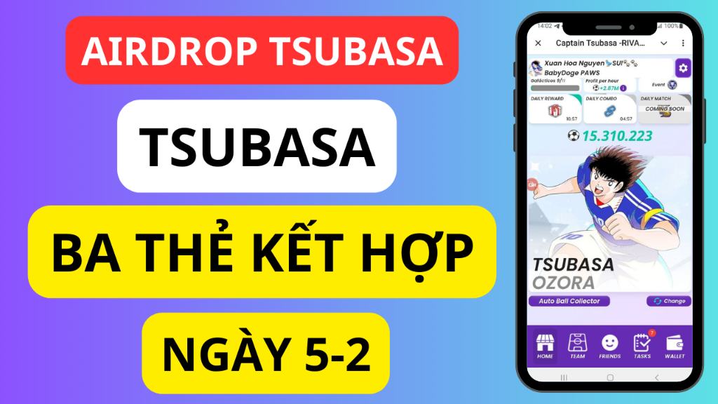 Ngày 5-2 Mở 3 thẻ kết hợp trên Tsubasa nhận ngay 5000000 coin - COS.TV